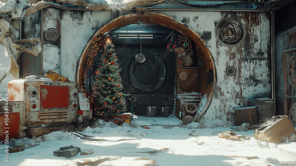 A post-apocalyptic bunker in a snowy wasteland, where survivors have ...