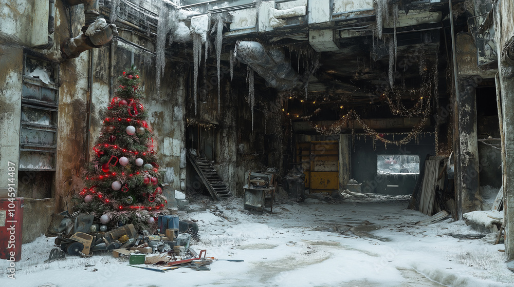 A post-apocalyptic bunker in a snowy wasteland, where survivors have ...