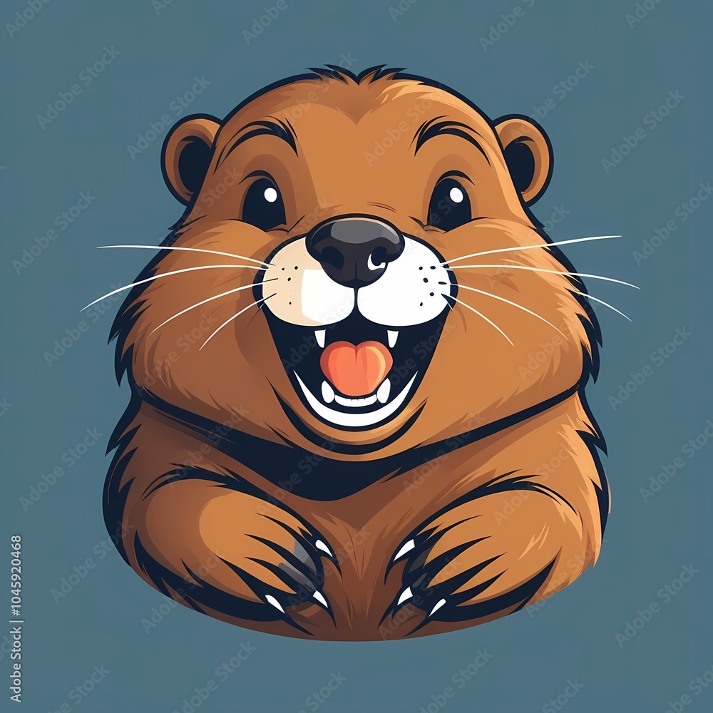 smiling beaver, vector illustration, cute beaver, cartoon beaver ...