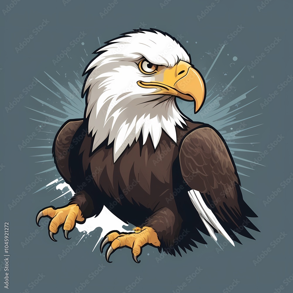 aggressive eagle vector, bald eagle illustration, eagle wings spread ...