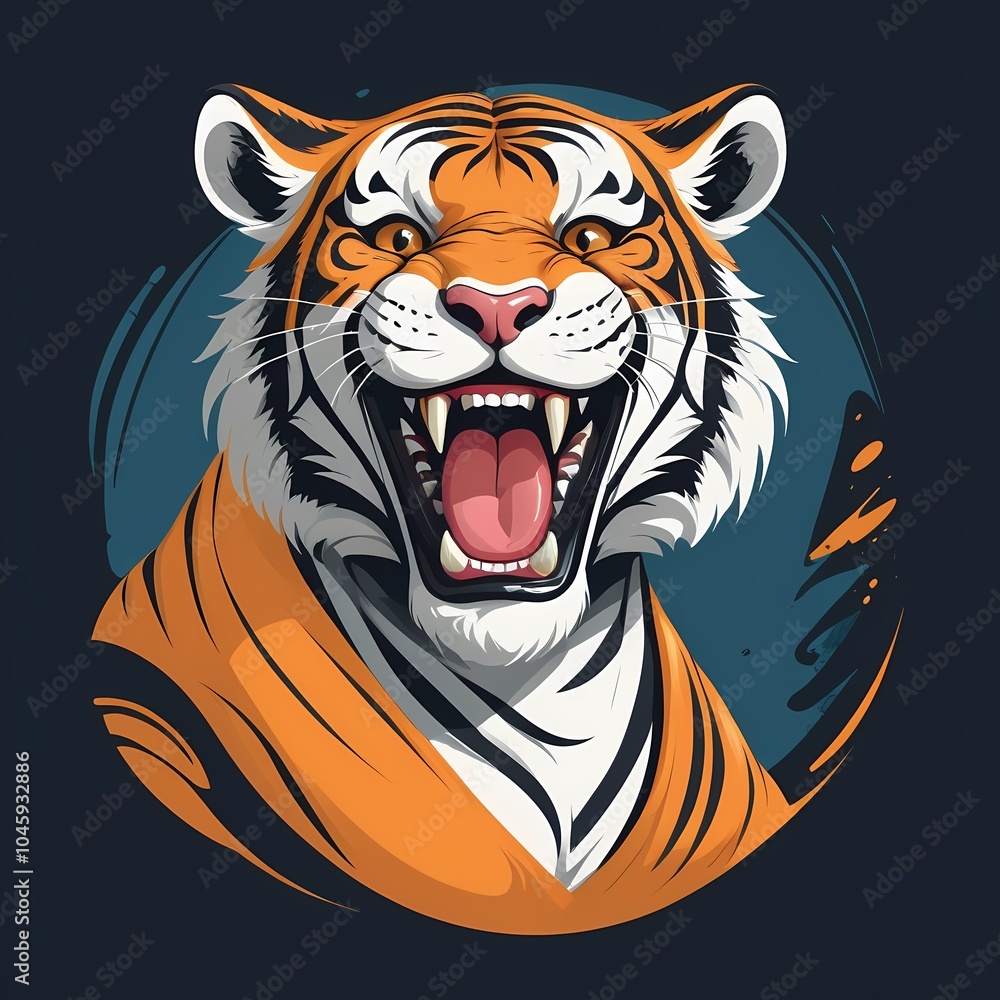 smiling tiger, vector illustration, cartoon tiger, animal vector, tiger ...