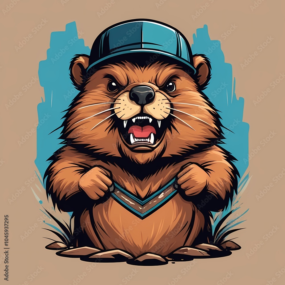 angry beaver, beaver illustration, cartoon beaver, vector beaver, angry ...