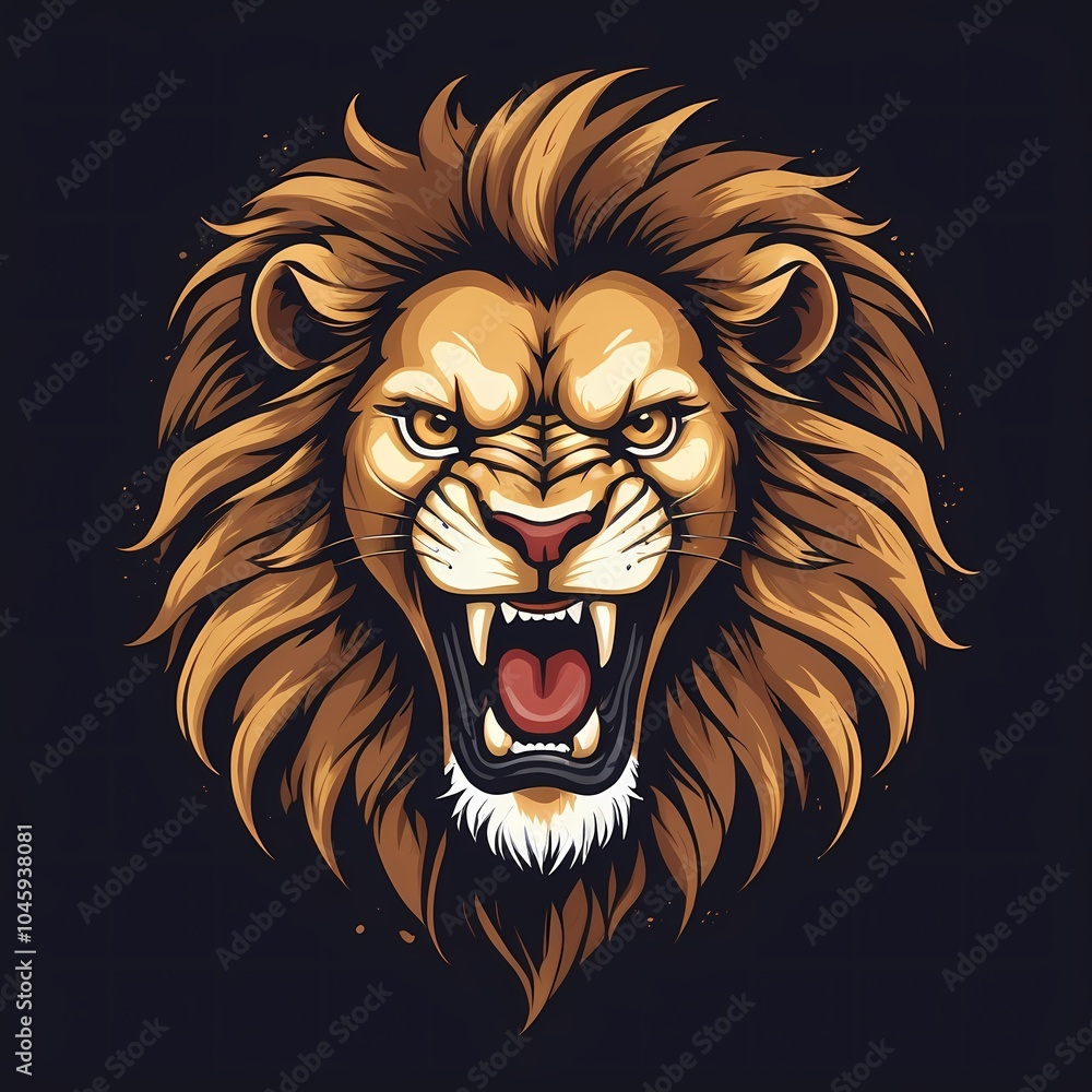 angry lion vector, fierce lion illustration, roaring lion artwork, aggressive lion design, lion ...