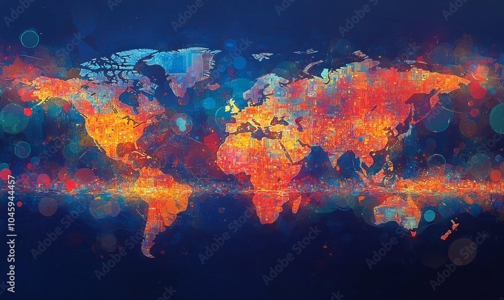 World map showing logistic network distribution and cargo ships ...