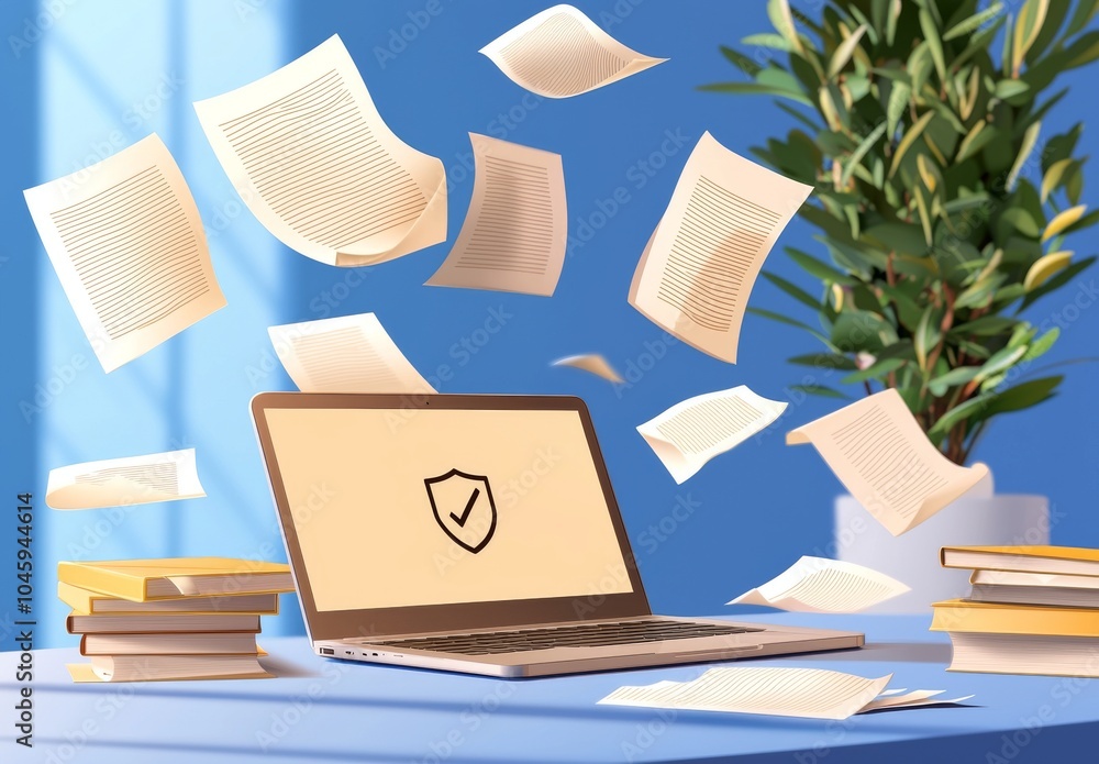 The concept is a data security center, with a shield protecting ...