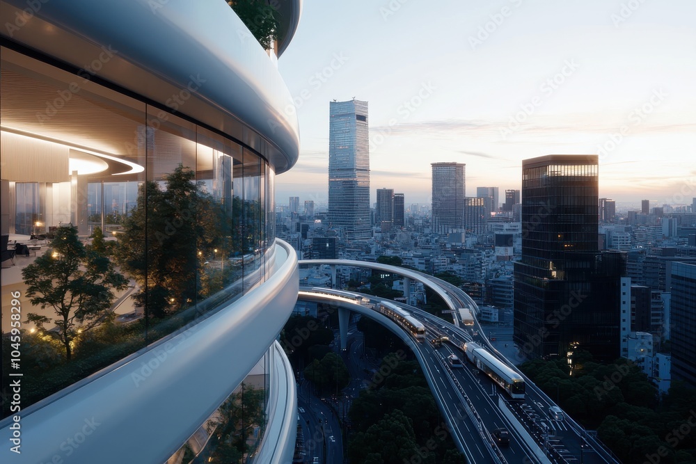 A breathtaking curved skyline featuring innovative architecture and ...
