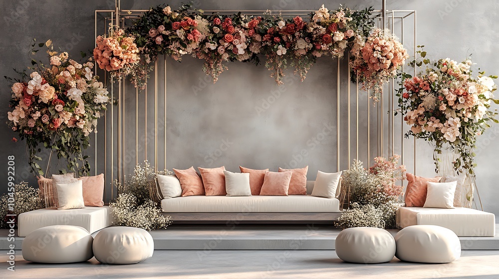 Geometric wedding stage with modern, angular design A modern wedding ...