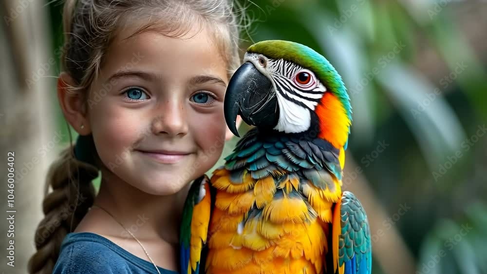 A young girl and her parrot share a special bond of friendship and joy ...