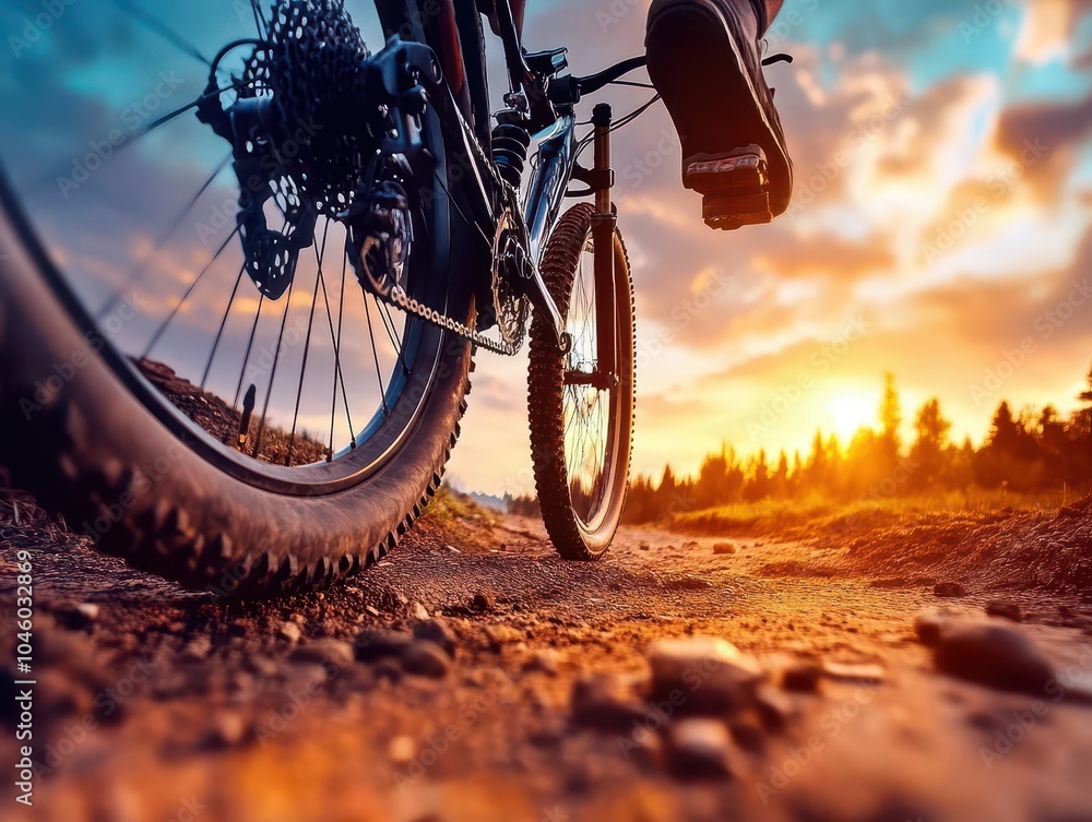 Cycling in nature, dynamic action, vibrant colors, scenic routes ...