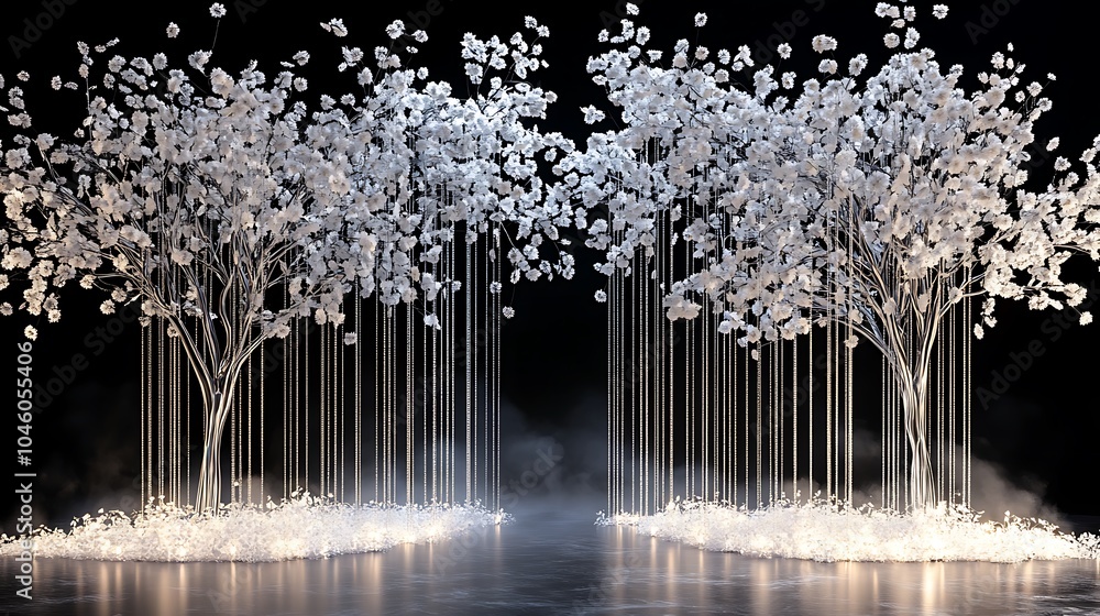 Dreamy Forest Wedding Stage with Enchanted Trees This stage features ...