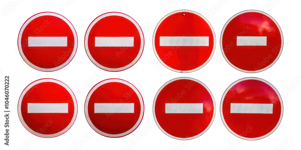 Multiple No Entry Signs in Vivid Red Color,PNG set collection, isolated ...