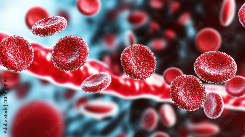 Microscopic view of red blood cells in a detailed illustration. Stock ...