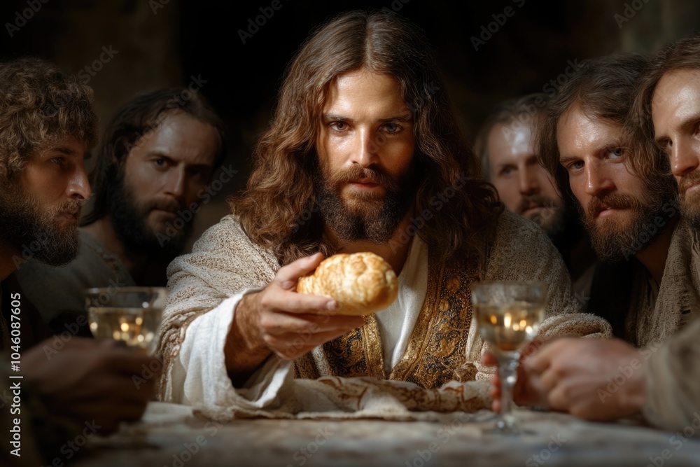 Biblical depiction: The Last Supper with Jesus Christ, illustrating a ...