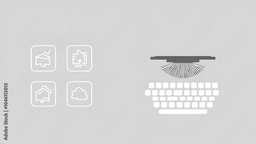 picto logo icones et symbole clavier filaire fin couleur gris ...