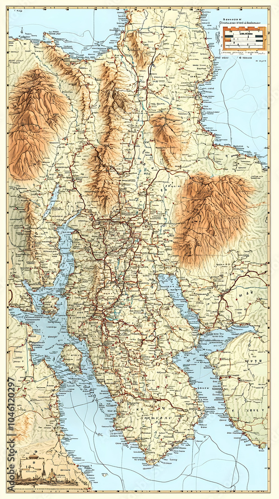 Detailed topographical map of Luzon, Philippines, showing mountains ...