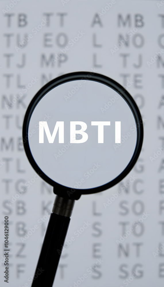 MBTI acronym through magnifying glass. Psychology typology test. High ...
