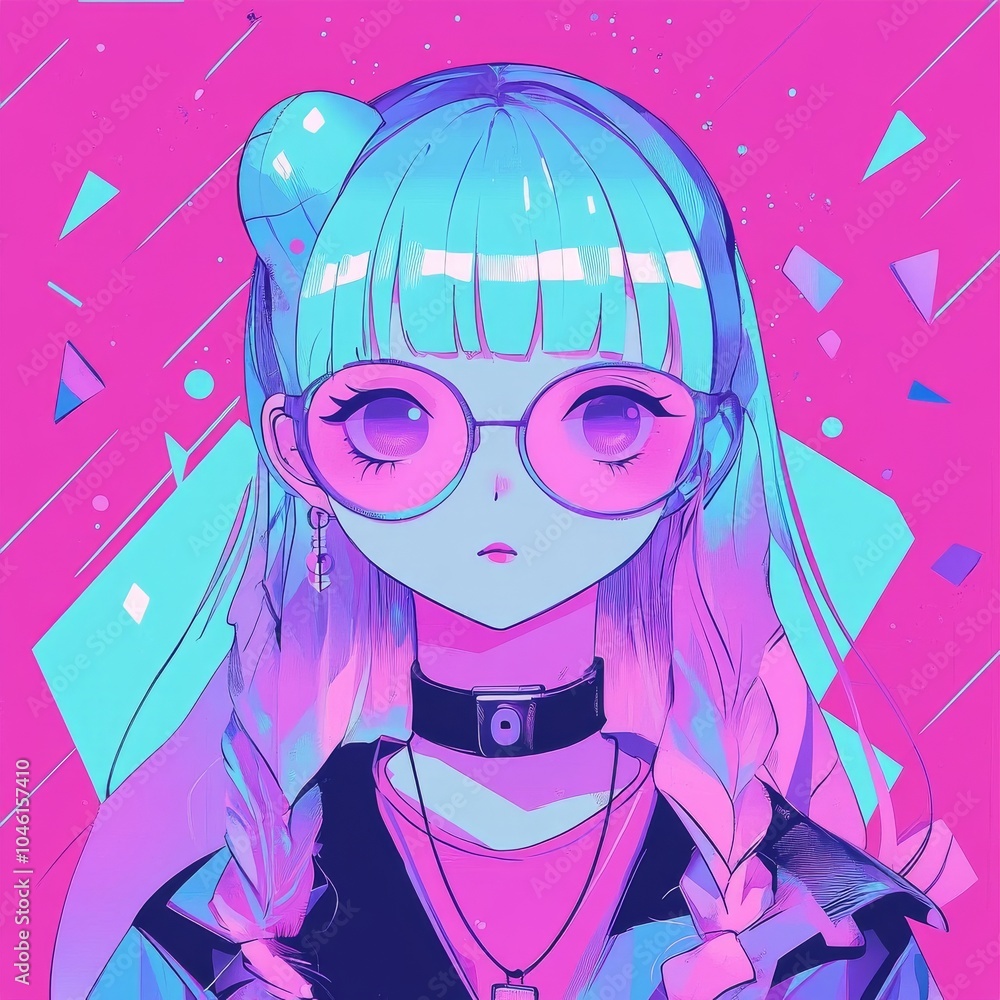 Geometric shapes in anime cartoon cool tone e- Geometric shapes in ...