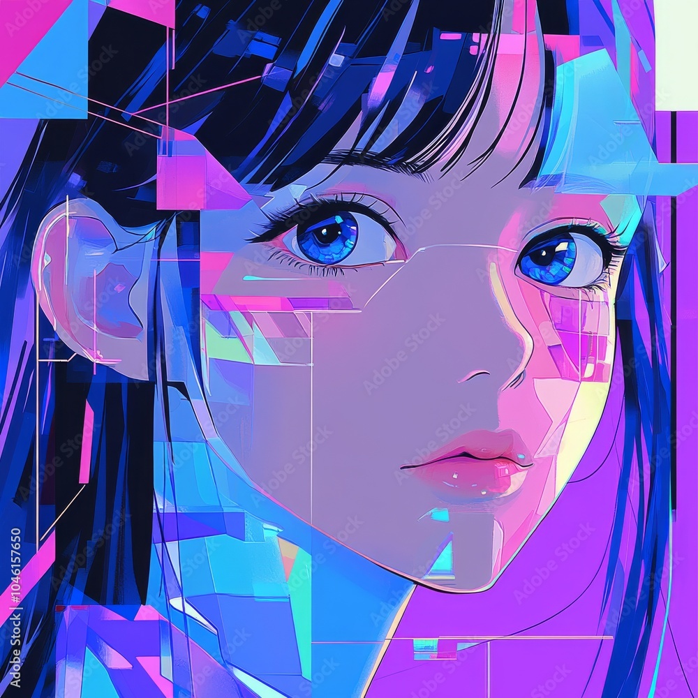 Geometric shapes in anime cartoon cool tone e- Geometric shapes in ...