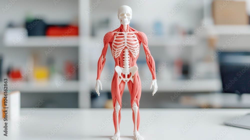 Human anatomical model showcasing skeletal and muscular structure ...