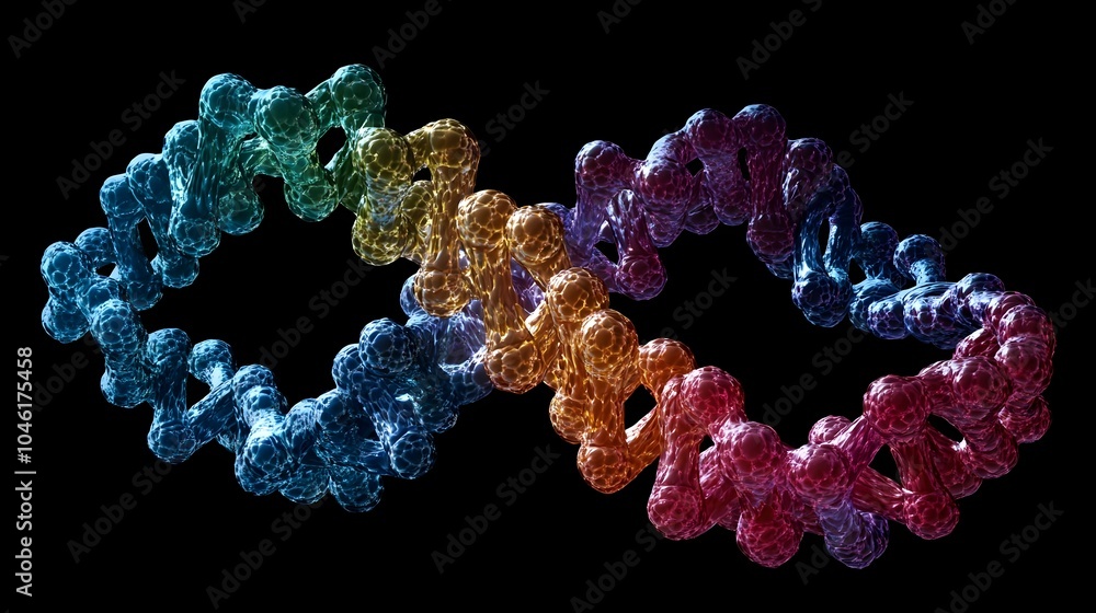 The DNA double helix features intertwining strands like a twisted ...