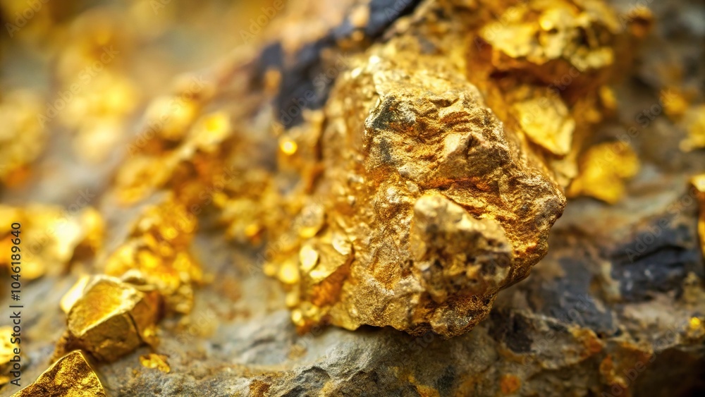 Stone surface with gold antimony ore in San Juan blue and gold streaks ...