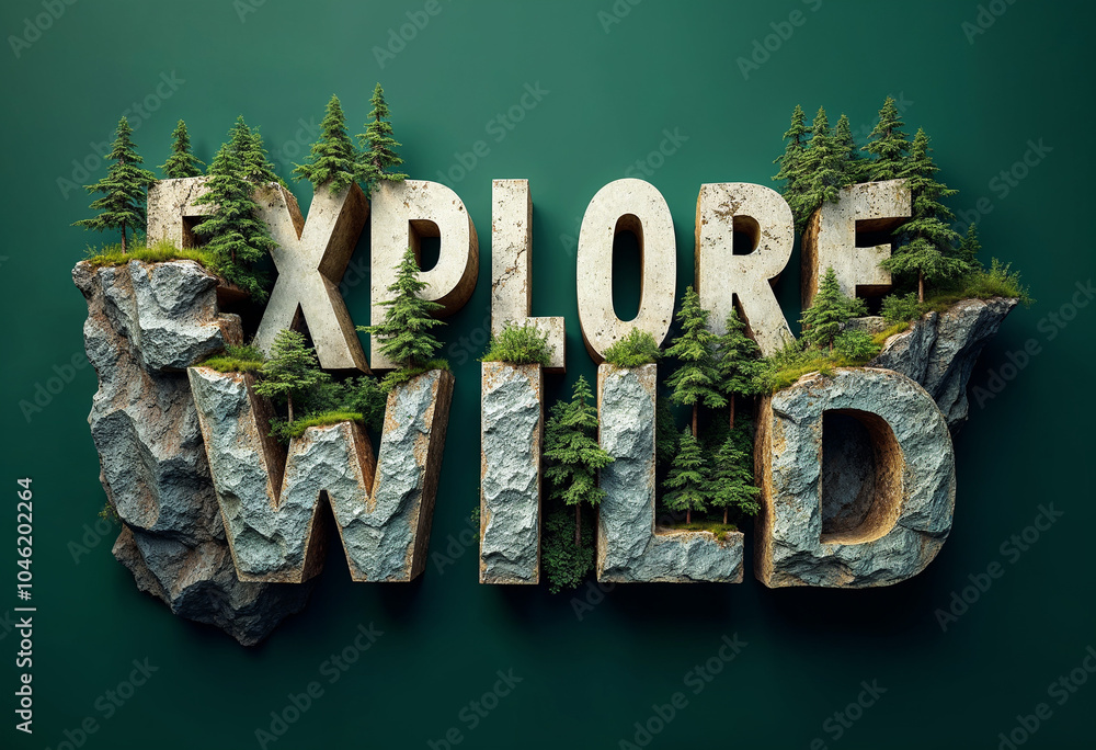 "Explore" in bold, adventurous typography – styled with textures ...
