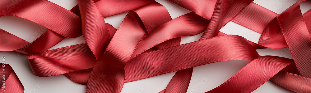 Red Satin Ribbons: A captivating close-up of elegantly arranged crimson ...