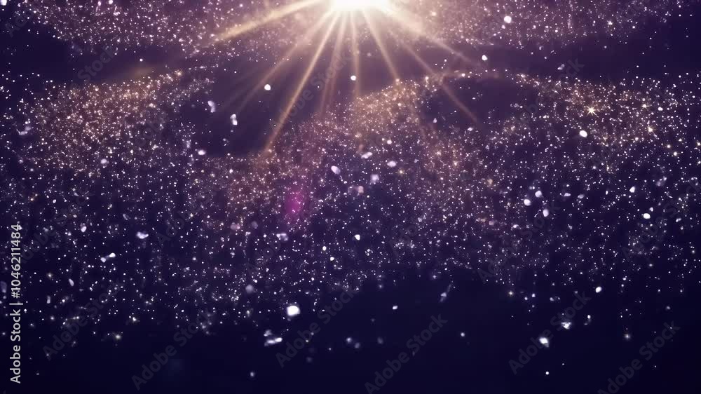 seamless looping 4K video sparkling glitter particles fall comets ...