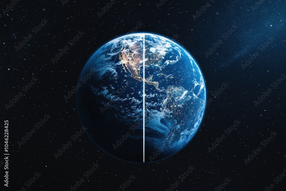 Earth's equator seen from space, with the dividing line clearly visible ...