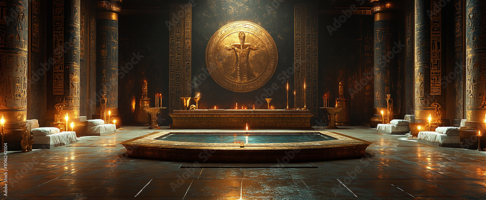 Inside of ancient ritual room of an egyptian pyramid, interiors ...