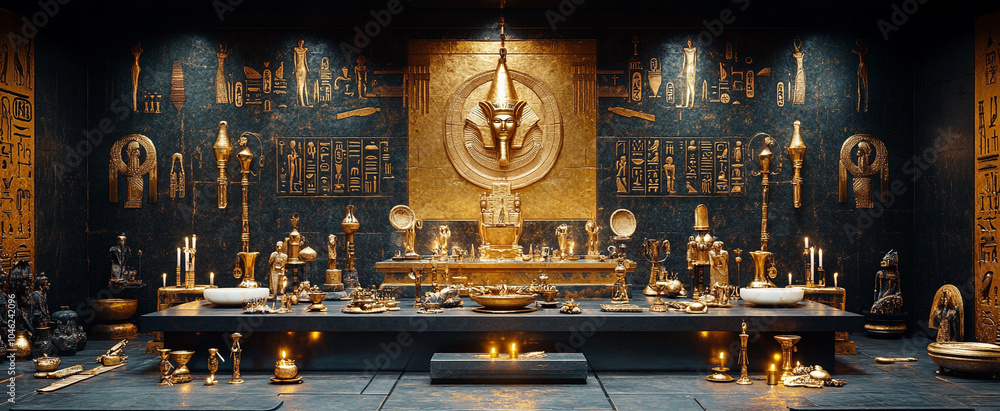 Inside of ancient ritual room of an egyptian pyramid, interiors ...