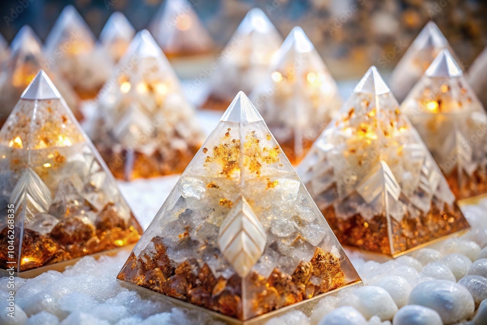 Stunning white orgone generator pyramid for decorative backgrounds and ...