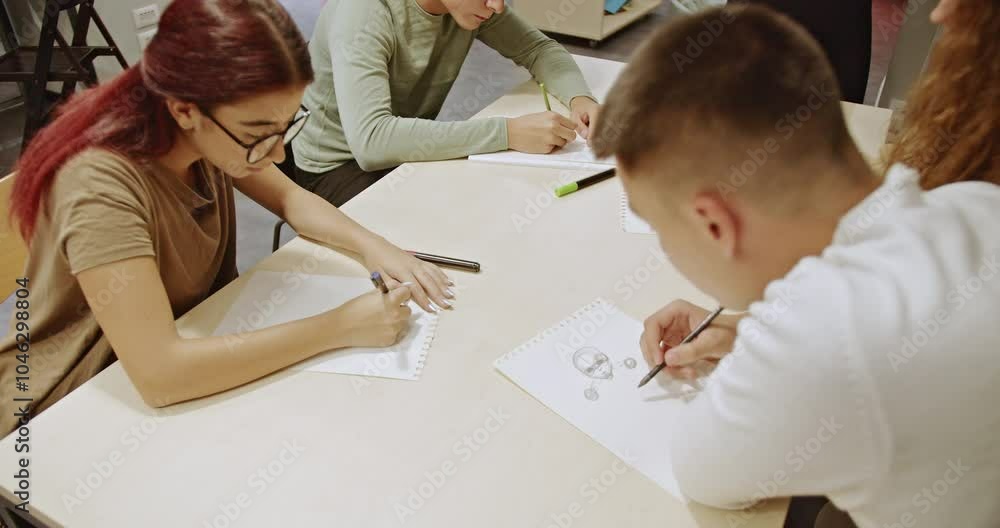 Students enjoy drawing and painting in an art class. Talented young ...