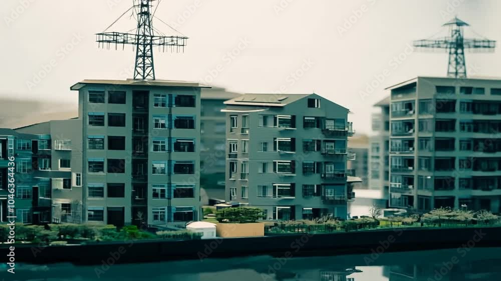 complex miniature apartment buildings city architecture modern ...