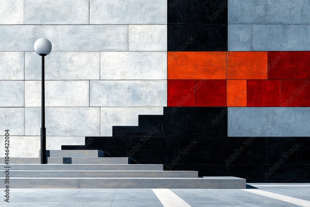 Abstract minimalist depiction of a street with a single road, a ...