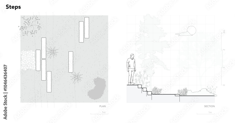 Architectural Drawings, Minimal style cad tree line drawing, Side view ...