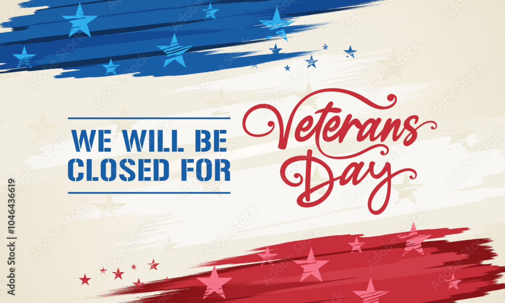 We will be closed for veterans day sign printable template vector ...