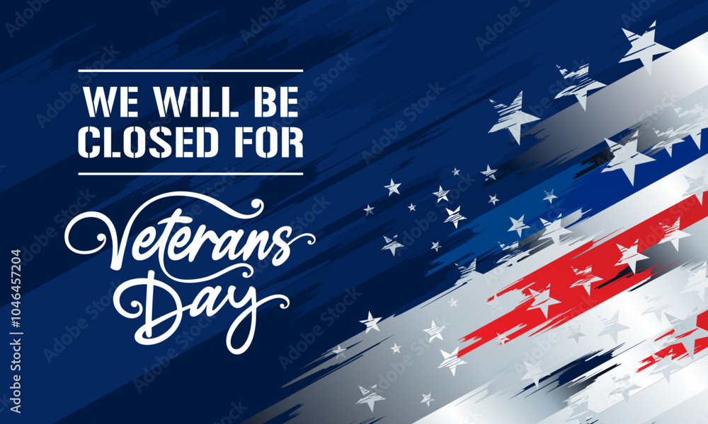 USA, We will be closed for veterans day sign card poster printable ...