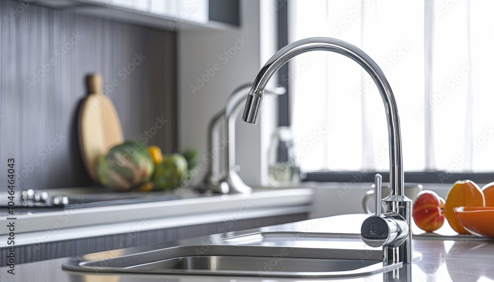 Kitchen faucet with single handle and built in high pressure laminate ...