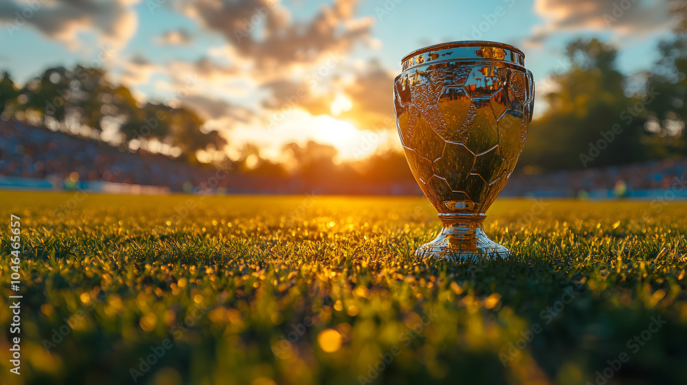 A Cultural Template Design of a Football Cup Trophy on a Grass Field ...