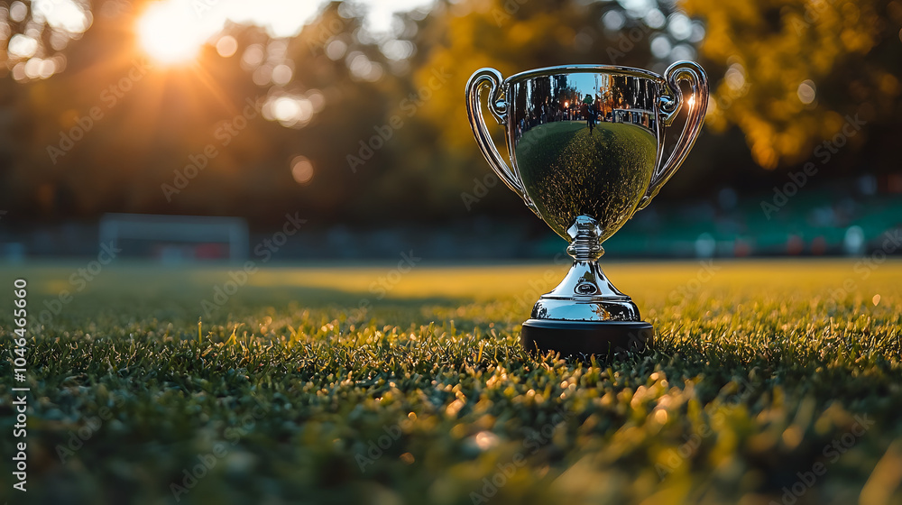 A Cultural Template Design of a Football Cup Trophy on a Grass Field ...