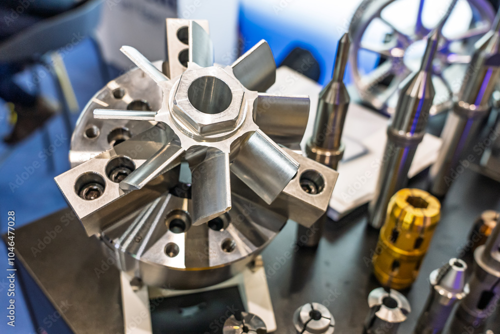 Part clamping systems in CNC machines. Large lathe chuck. Lathe with ...