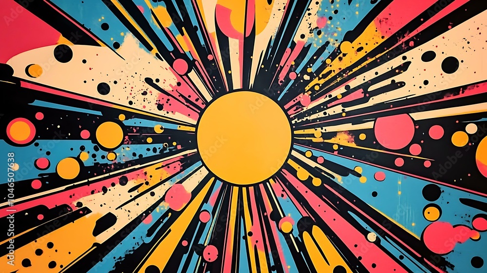 Dramatic bubble pattern with bold shapes radiating from the center in a ...