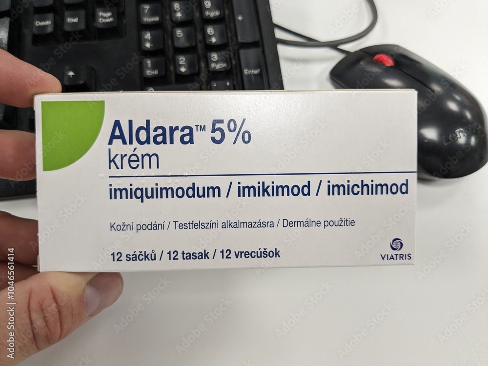 Prague,Czech Republic-October 9 2024: Aldara by MEDA contains IMIQUIMOD ...