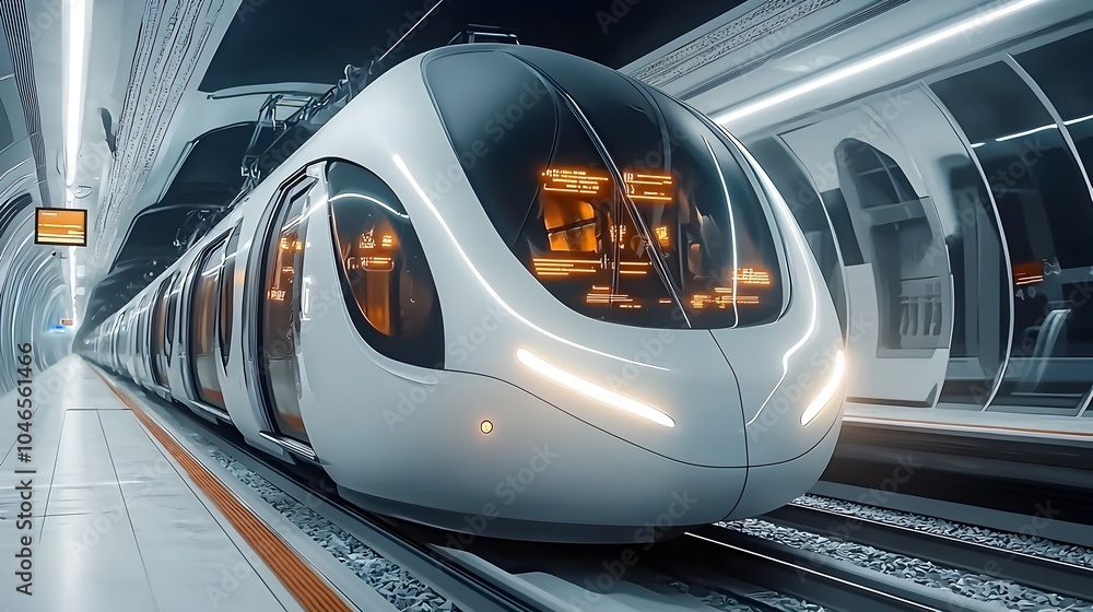 Futuristic underground metro system under construction featuring ...