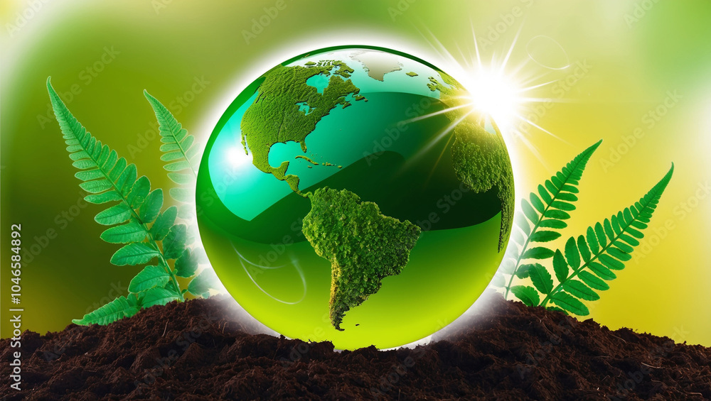 This digital illustration represents environmental sustainability ...