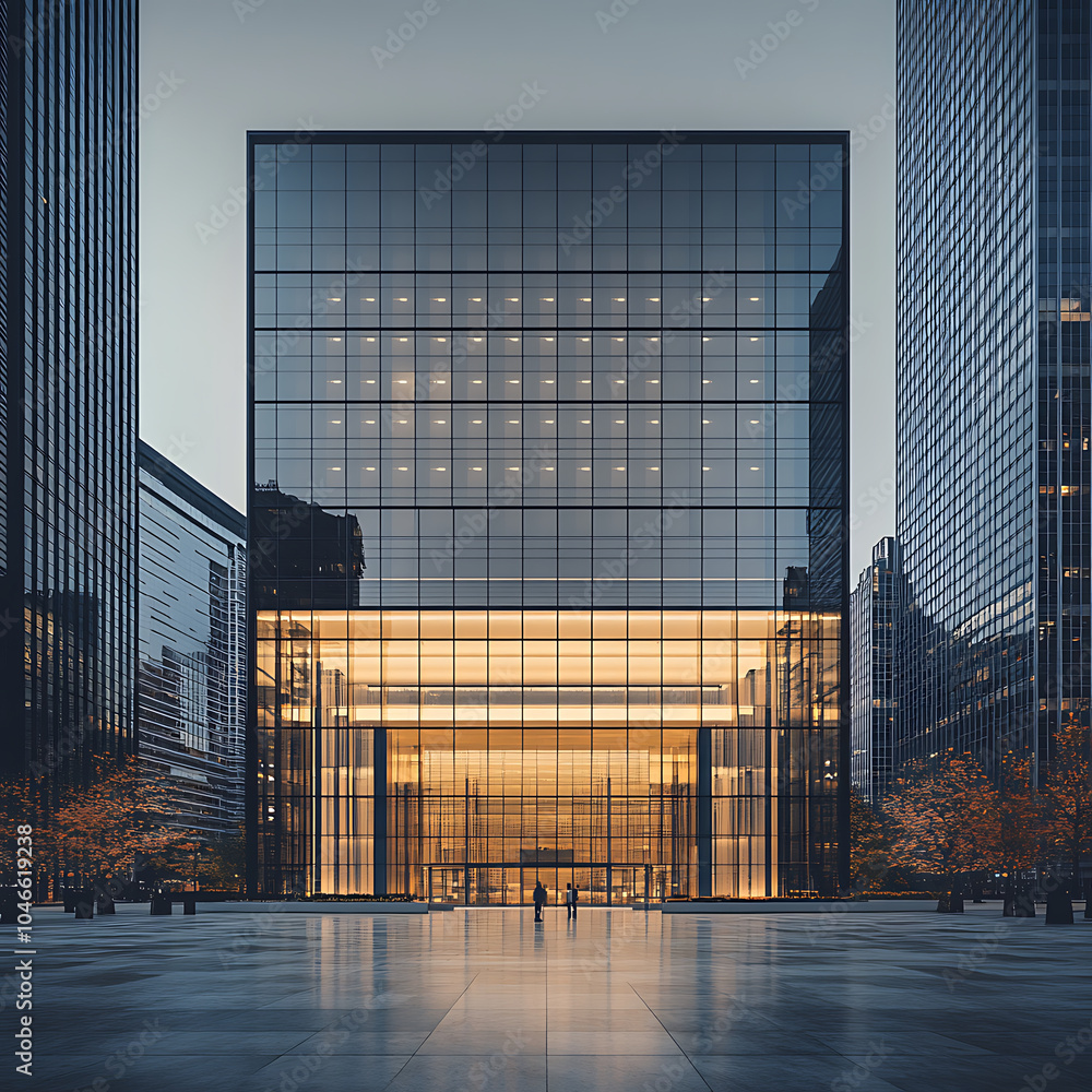 Foto de A modern government building with sleek glass facade stands ...