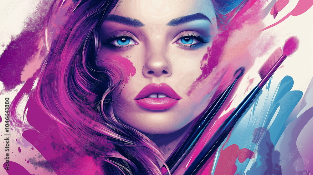 Elegant beauty shop poster, featuring skincare and makeup essentials ...