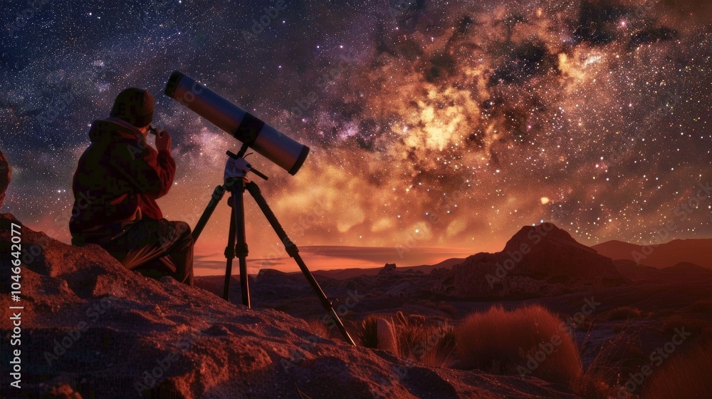 Astrophysicist studying celestial bodies, immersed in a breathtaking ...