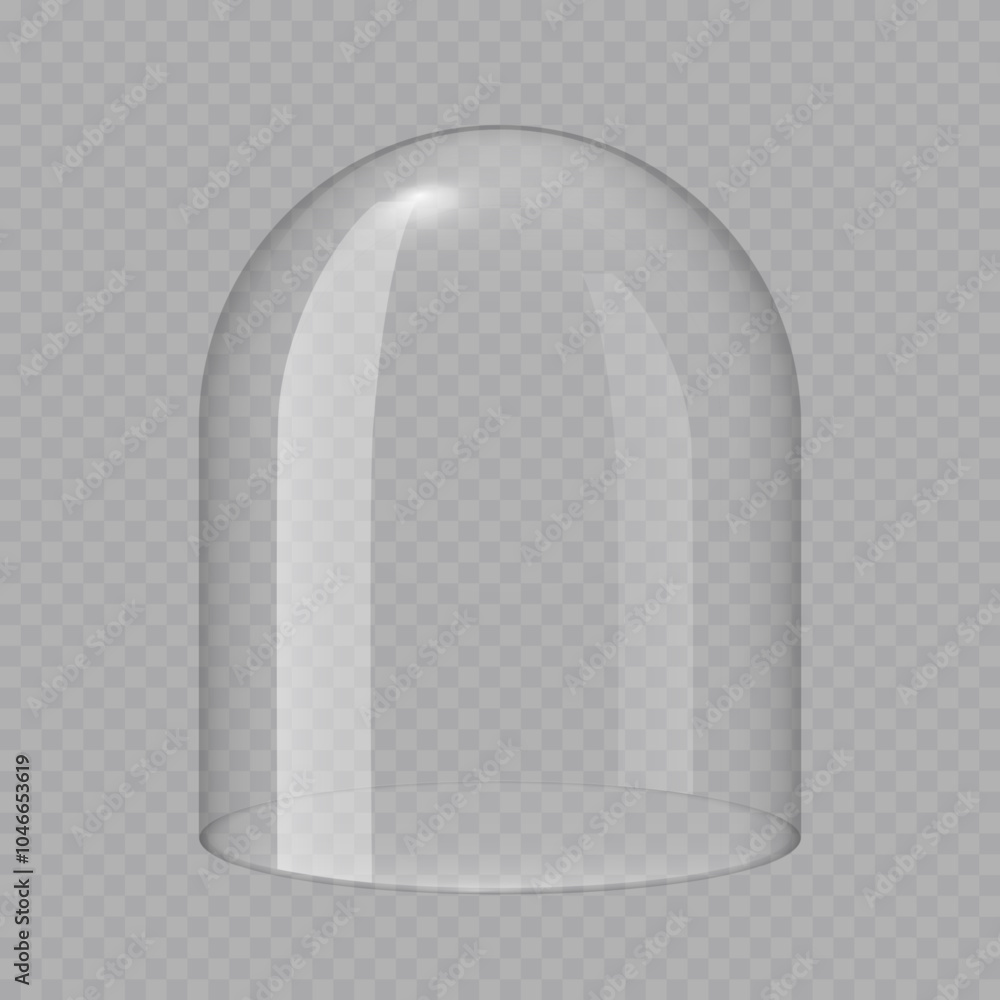 Glass dome, transparent ball, clear plastic cover. Empty glass ...